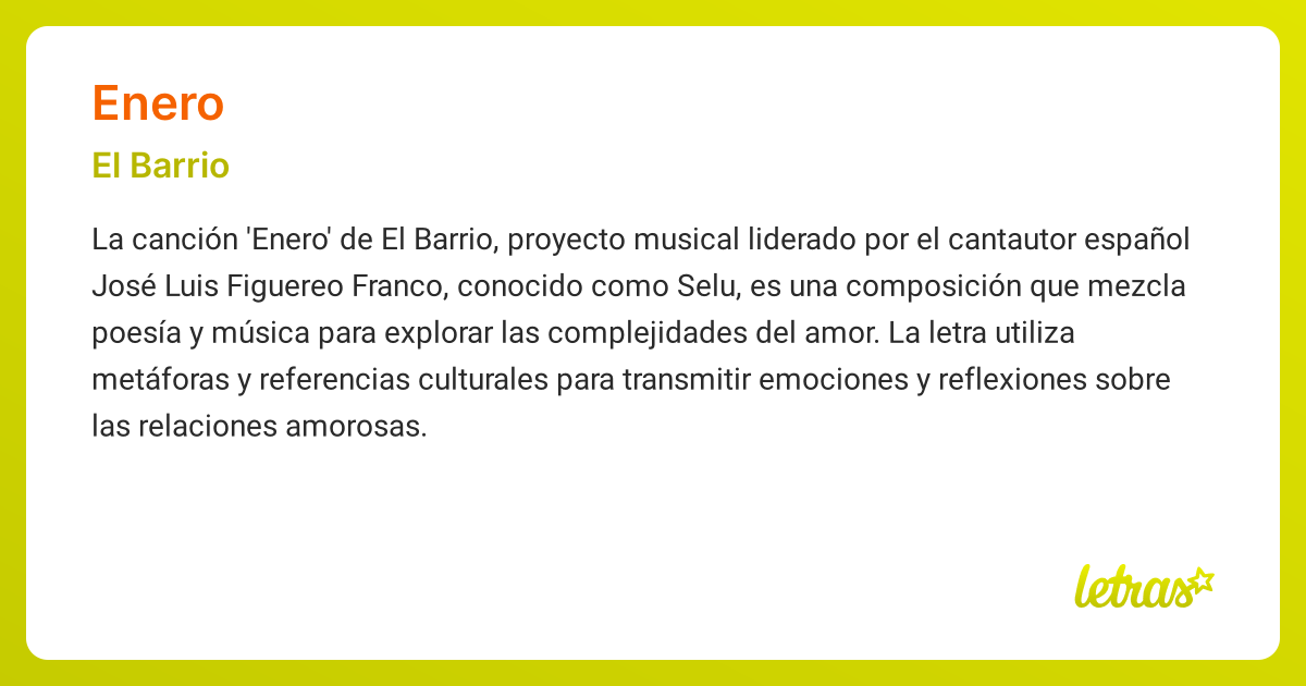 Significado de la canción ENERO (El Barrio) - LETRAS.COM
