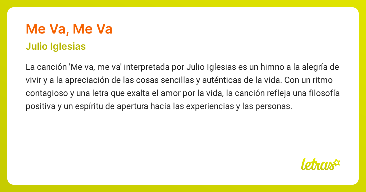 Significado de la canción ME VA, ME VA (Julio Iglesias) - LETRAS.COM