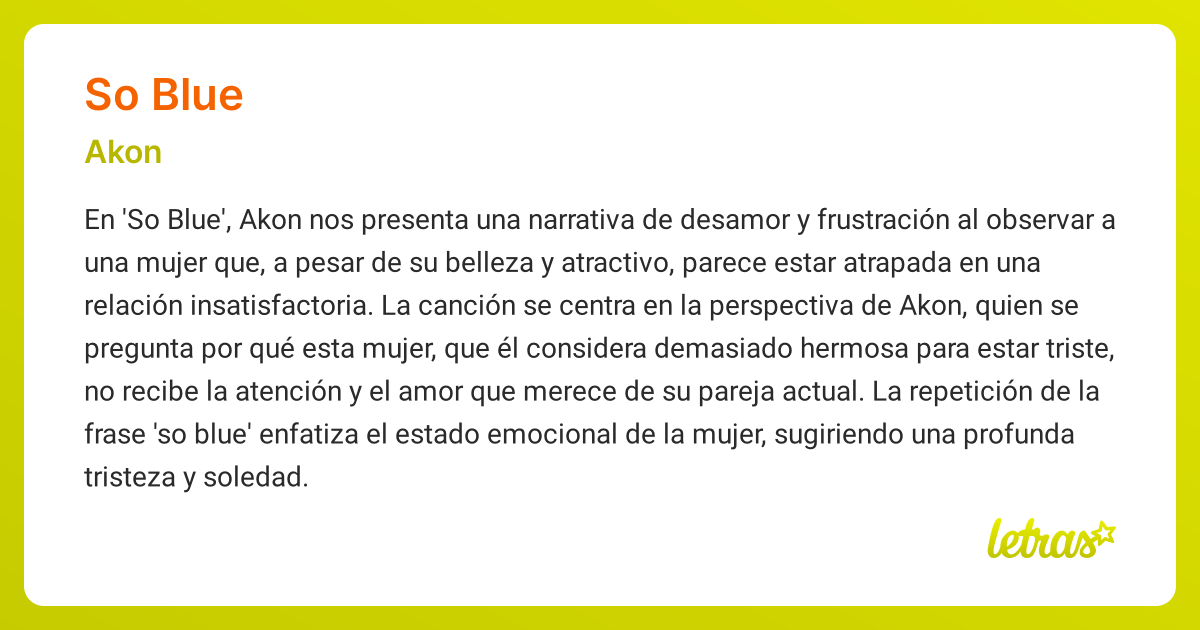 Significado de la canción SO BLUE (Akon) - LETRAS.COM