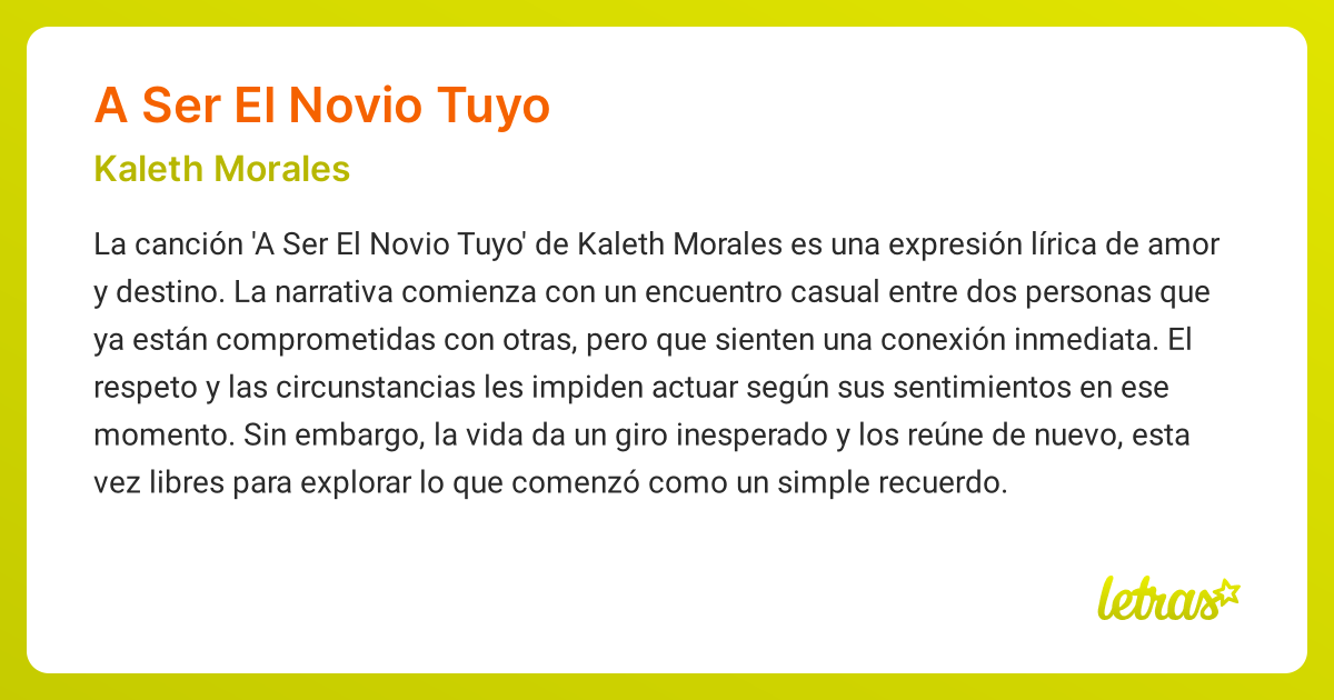 Significado de la canción A SER EL NOVIO TUYO (Kaleth Morales) - LETRAS.COM