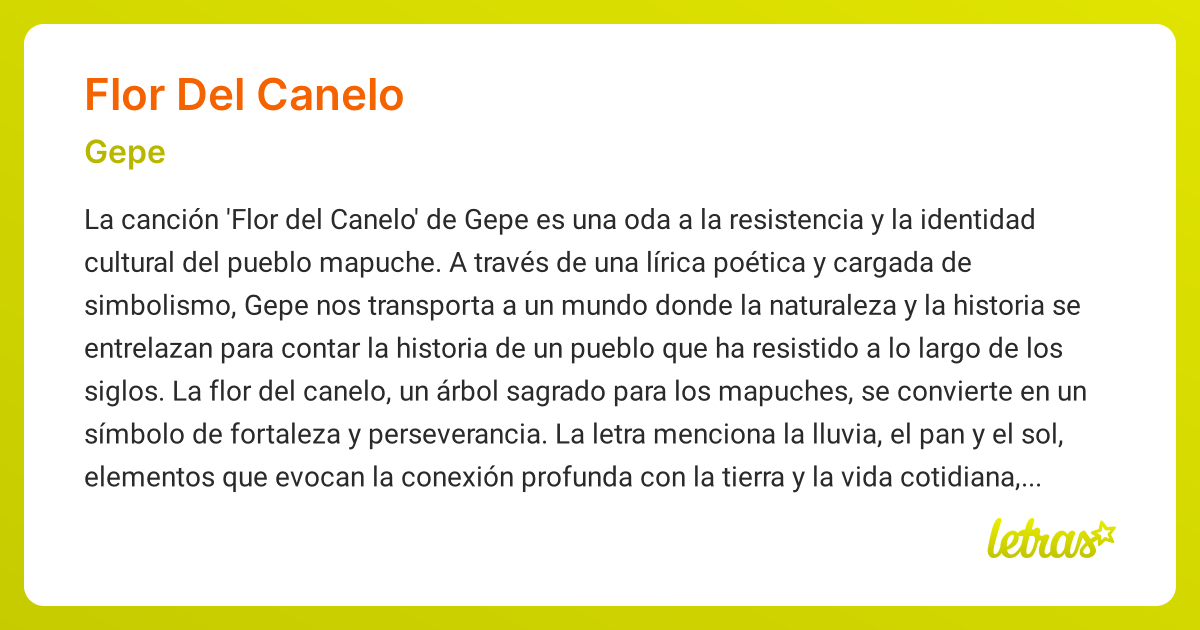 Significado de la canción FLOR DEL CANELO (Gepe) - LETRAS.COM