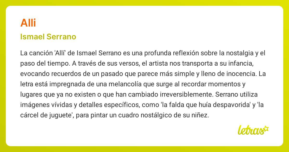 Significado de la canción ALLI (Ismael Serrano) - LETRAS.COM