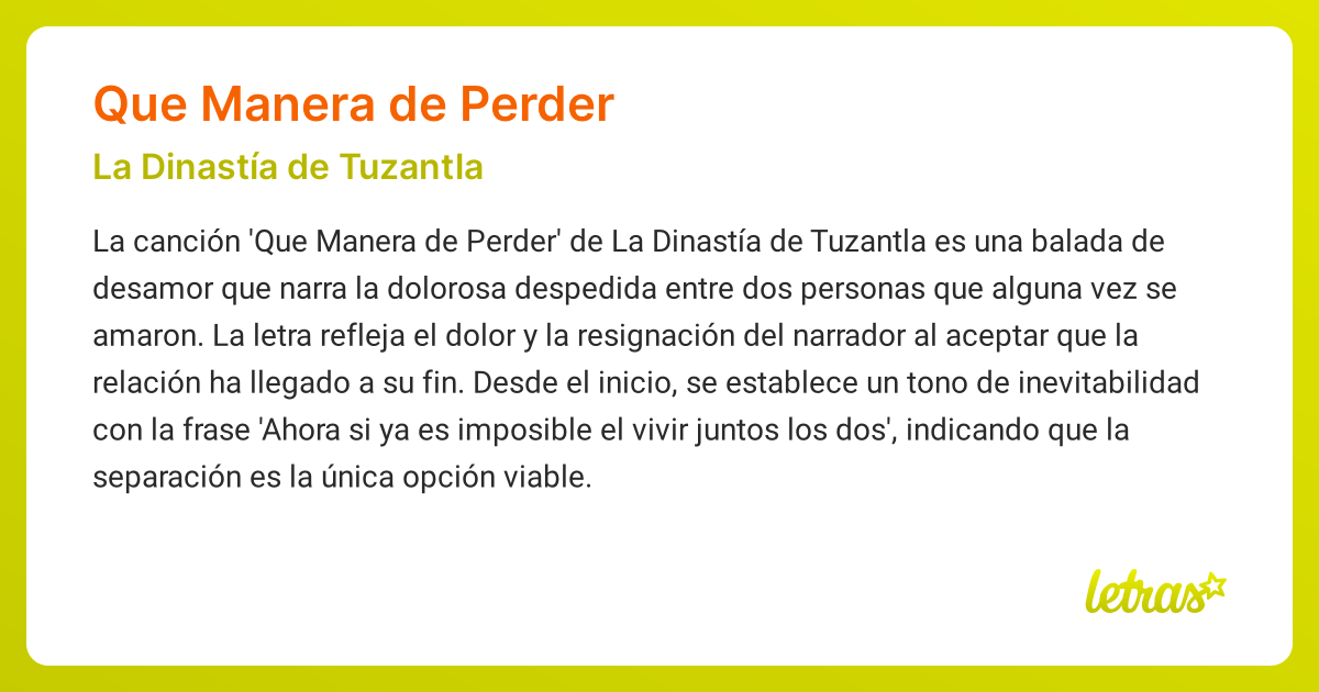 Significado de la canción QUE MANERA DE PERDER (La Dinastía de Tuzantla ...