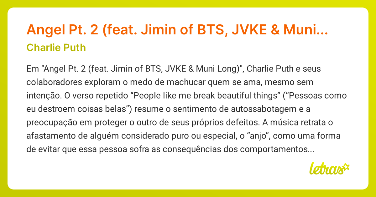 Significado da música Angel Pt. 2 (feat. Jimin of BTS, JVKE & Muni Long ...