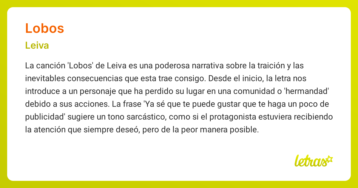Significado de la canción LOBOS (Leiva) - LETRAS.COM