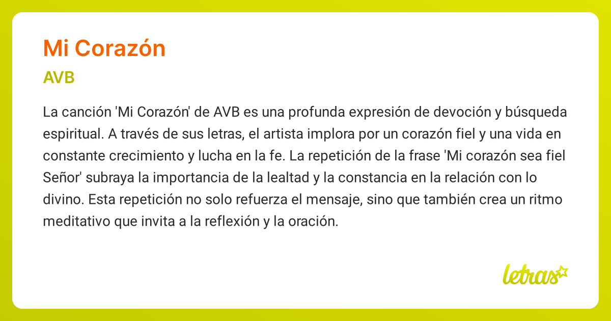 Significado de la canción MI CORAZÓN (AVB) - LETRAS.COM