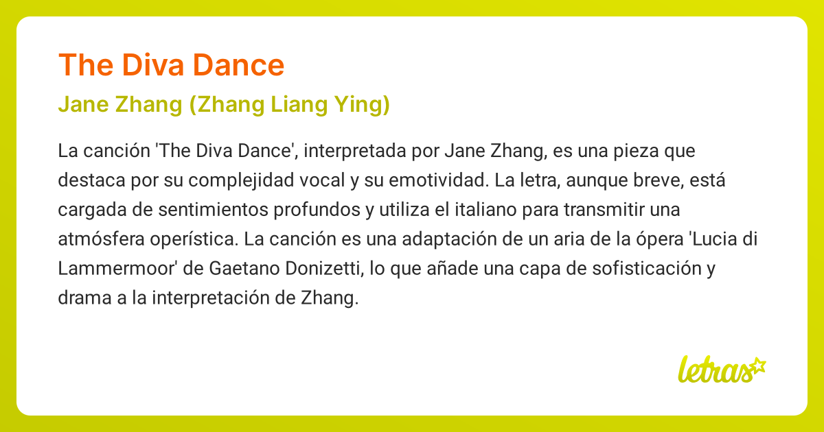 Significado de la canción THE DIVA DANCE (Jane Zhang (Zhang Liang Ying ...