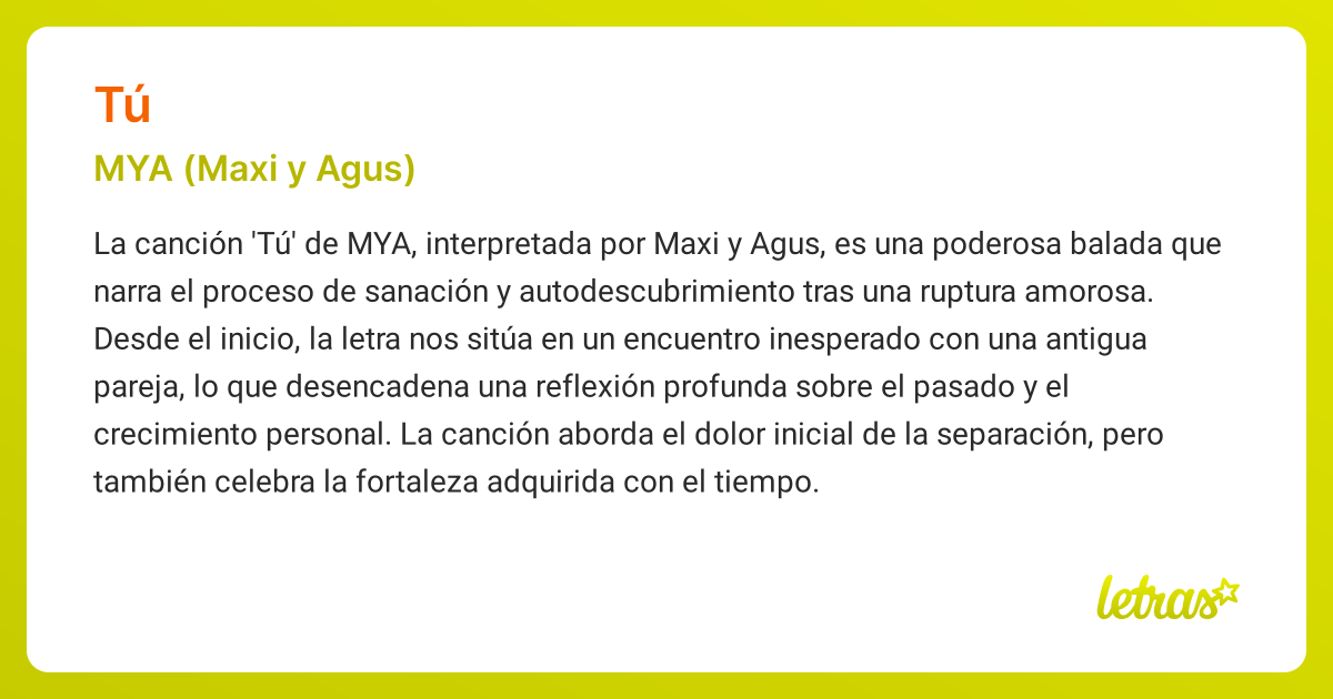 Significado de la canción TÚ (MYA (Maxi y Agus)) - LETRAS.COM