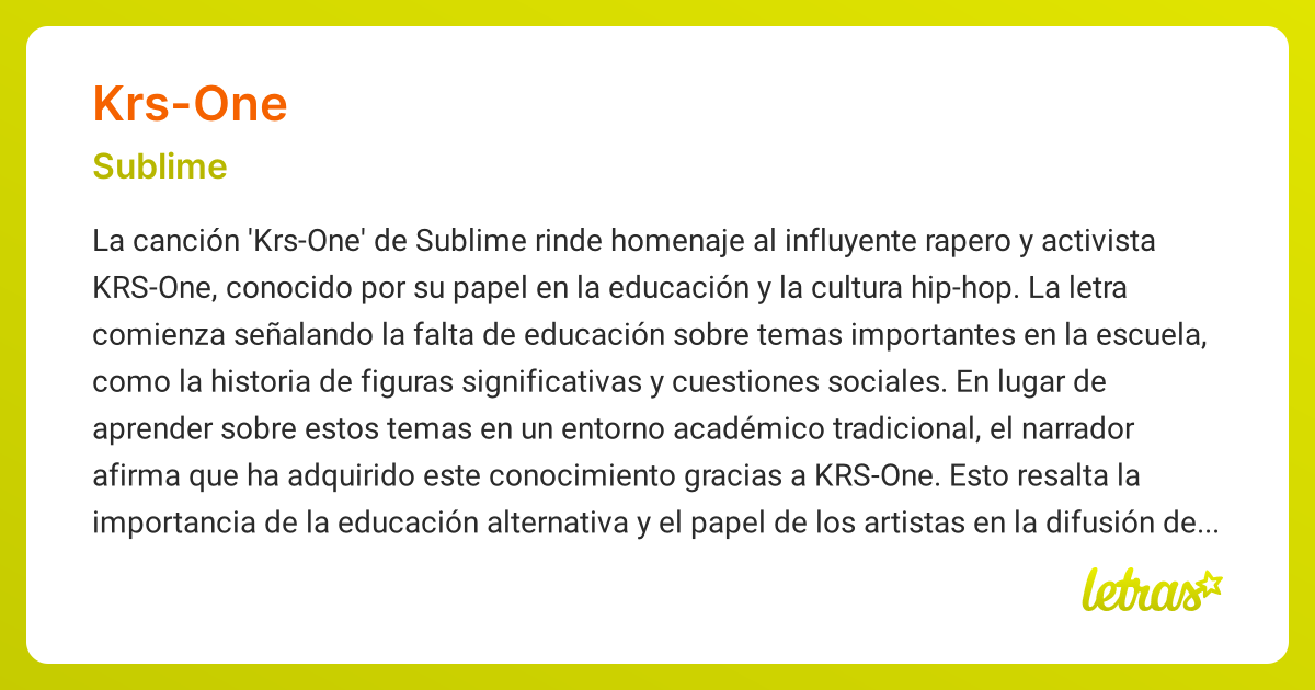Significado de la canción KRS-ONE (Sublime) - LETRAS.COM