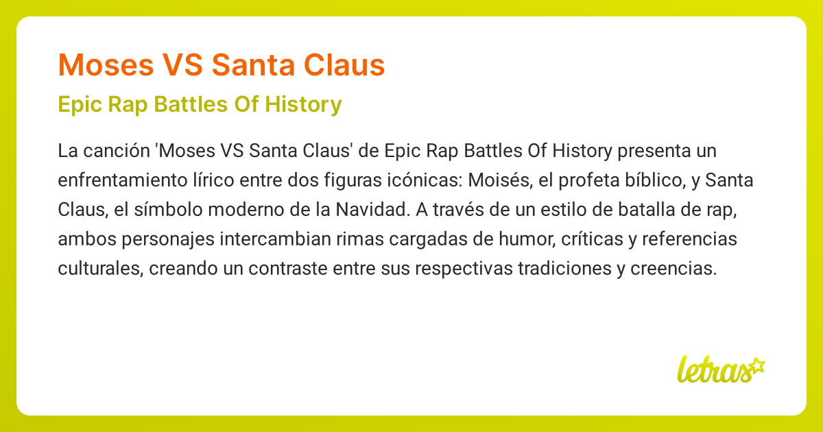 Significado de la canción MOSES VS SANTA CLAUS (Epic Rap Battles Of ...