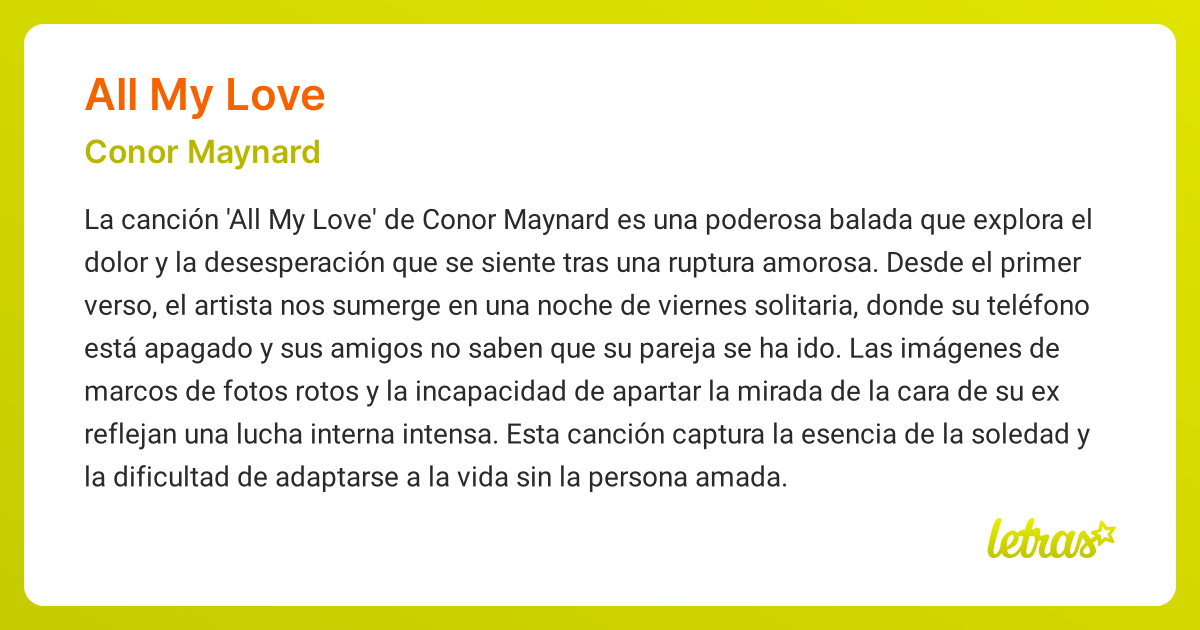 Significado de la canción ALL MY LOVE (Conor Maynard) - LETRAS.COM