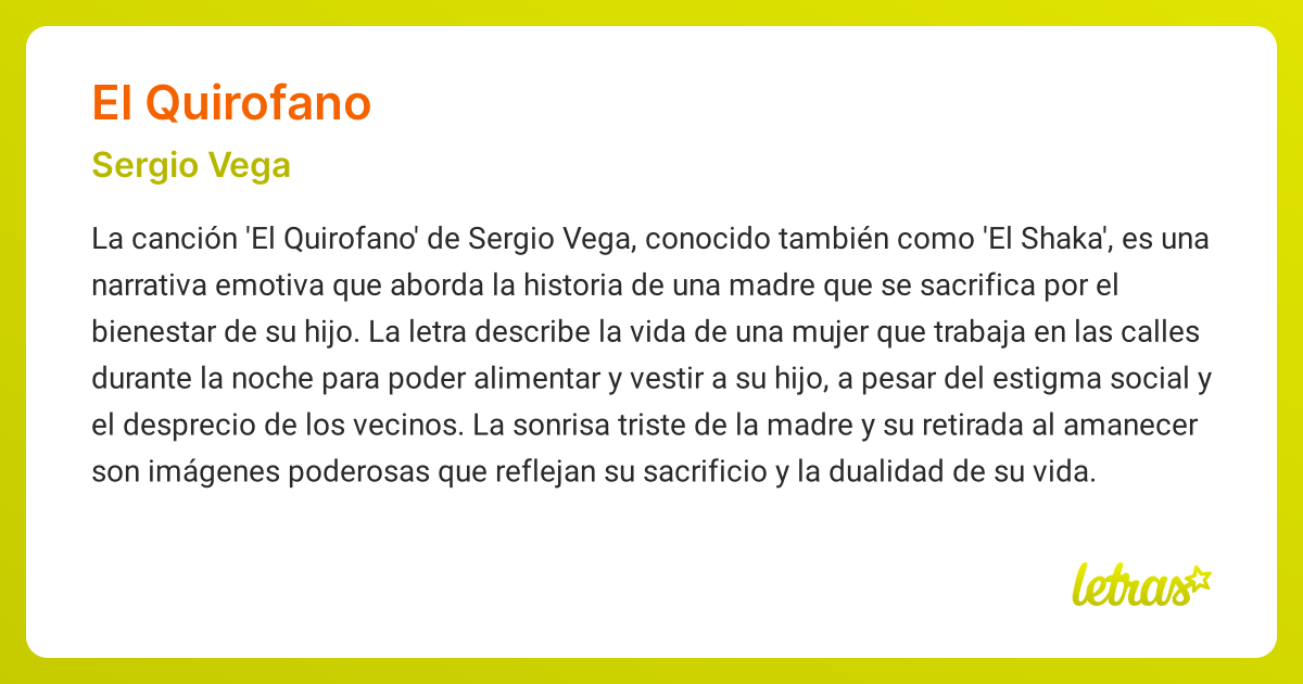 Significado de la canción EL QUIROFANO (Sergio Vega) - LETRAS.COM