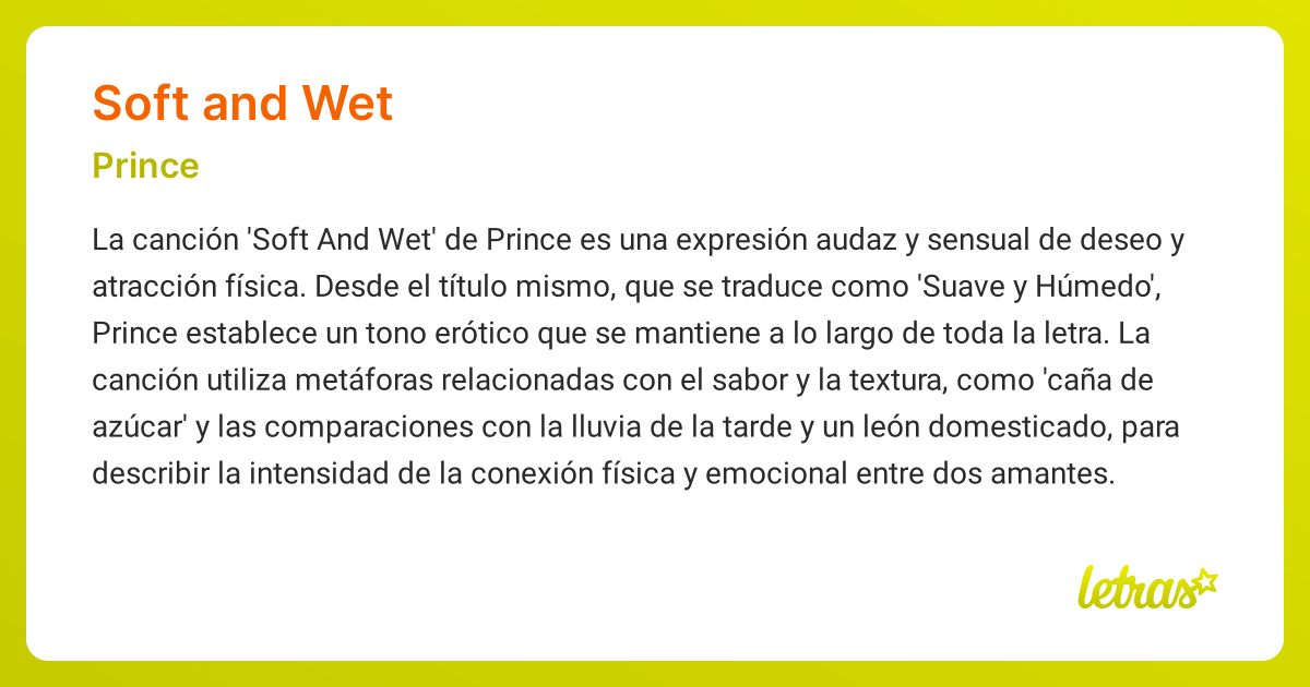 Significado de la canción SOFT AND WET (Prince) - LETRAS.COM