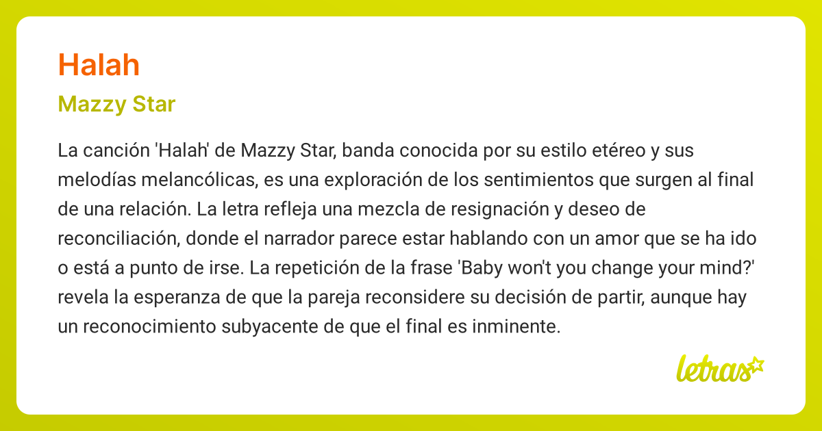 Significado de la canción HALAH (Mazzy Star) - LETRAS.COM