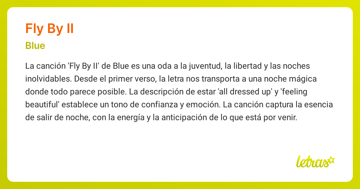 Significado de la canción FLY BY II (Blue) - LETRAS.COM