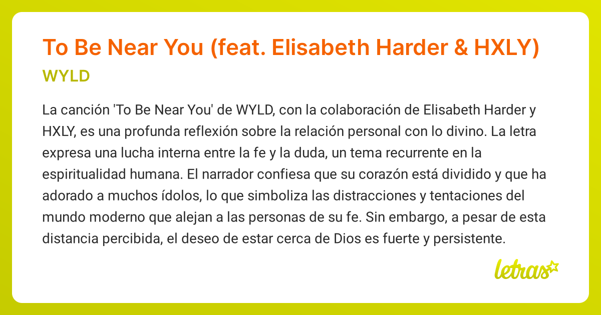 Significado de la canción To Be Near You (feat. Elisabeth Harder & HXLY ...