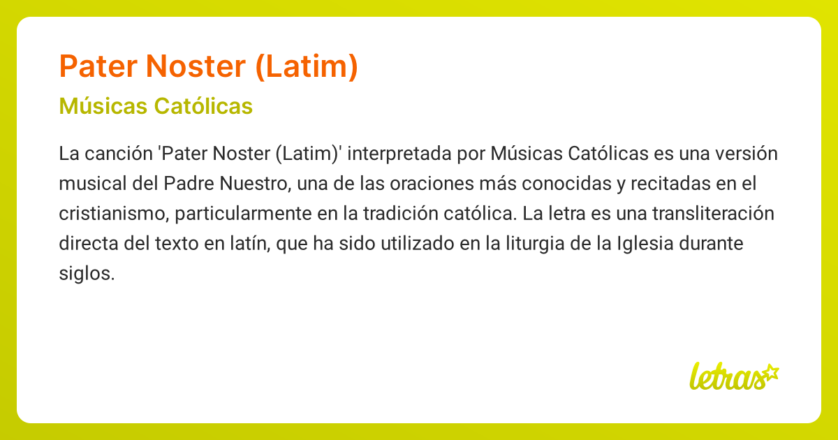 Significado de la canción PATER NOSTER (LATIM) (Músicas Católicas ...