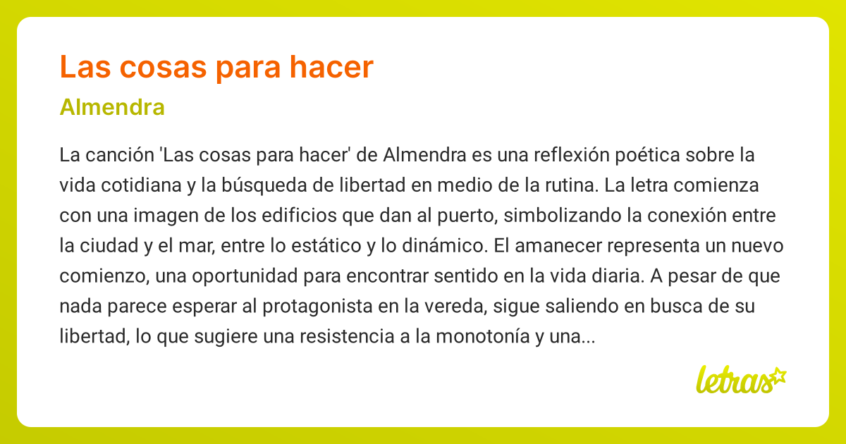 Significado de la canción LAS COSAS PARA HACER (Almendra) - LETRAS.COM