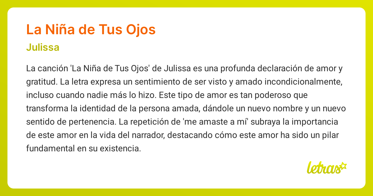 Significado de la canción LA NIÑA DE TUS OJOS (Julissa) - LETRAS.COM