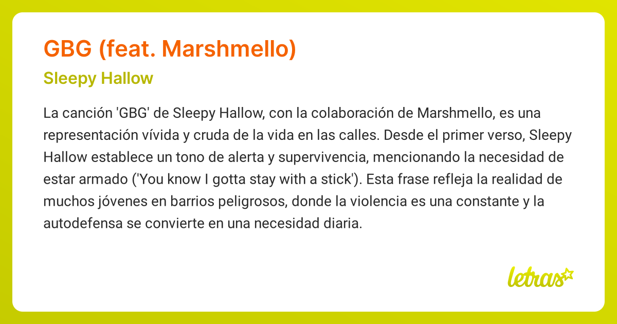Significado de la canción GBG (FEAT. MARSHMELLO) (Sleepy Hallow ...