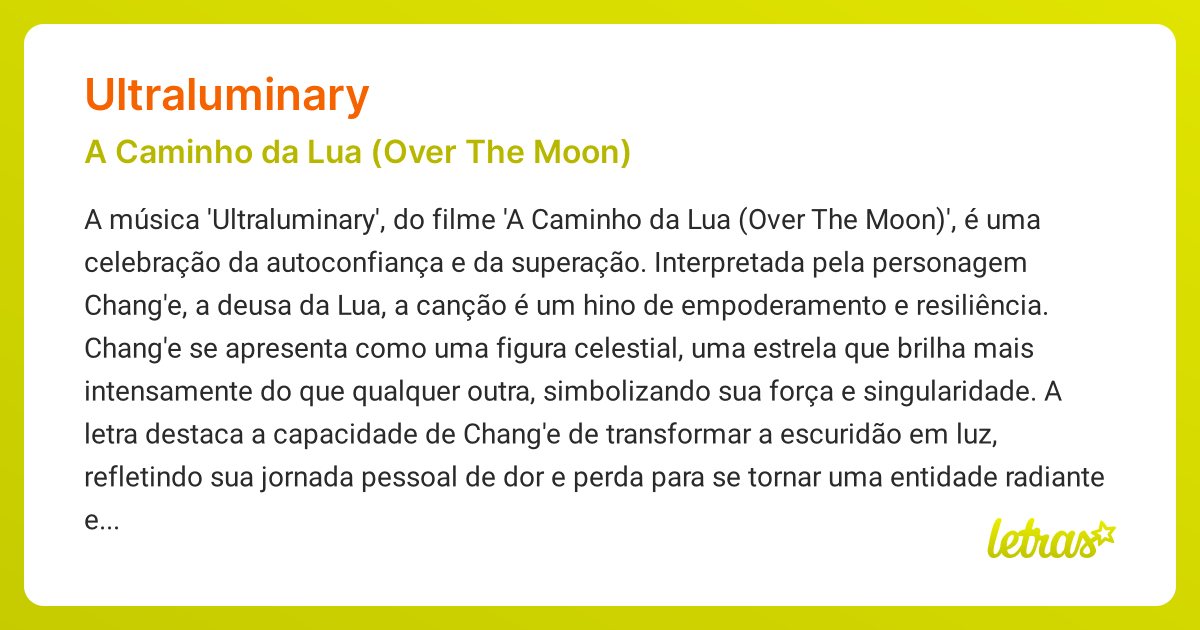 Significado da música ULTRALUMINARY (A Caminho da Lua (Over The Moon ...