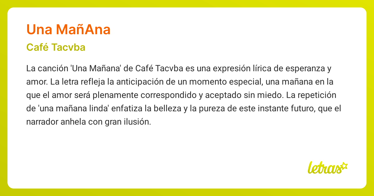 Significado de la canción UNA MAÑANA (Café Tacvba) - LETRAS.COM
