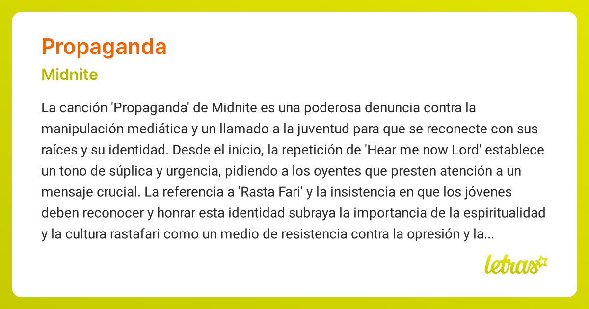 Significado de la canción PROPAGANDA (Midnite) - LETRAS.COM