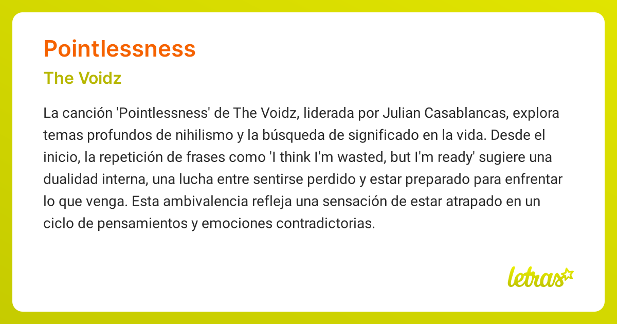Significado de la canción POINTLESSNESS (The Voidz) - LETRAS.COM
