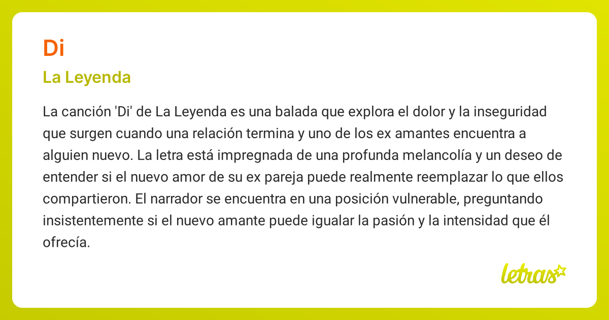 Significado de la canción DI (La Leyenda) - LETRAS.COM