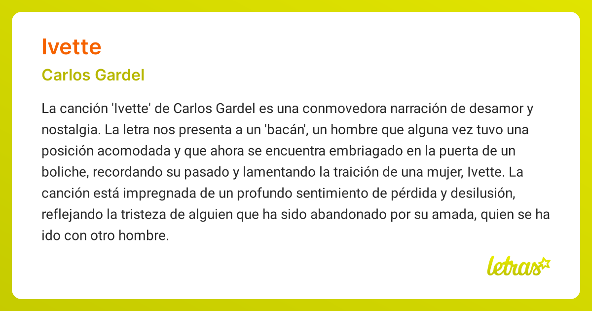 Significado de la canción IVETTE (Carlos Gardel) - LETRAS.COM
