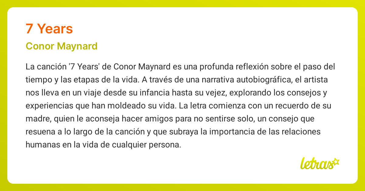 Significado de la canción 7 YEARS (Conor Maynard) - LETRAS.COM
