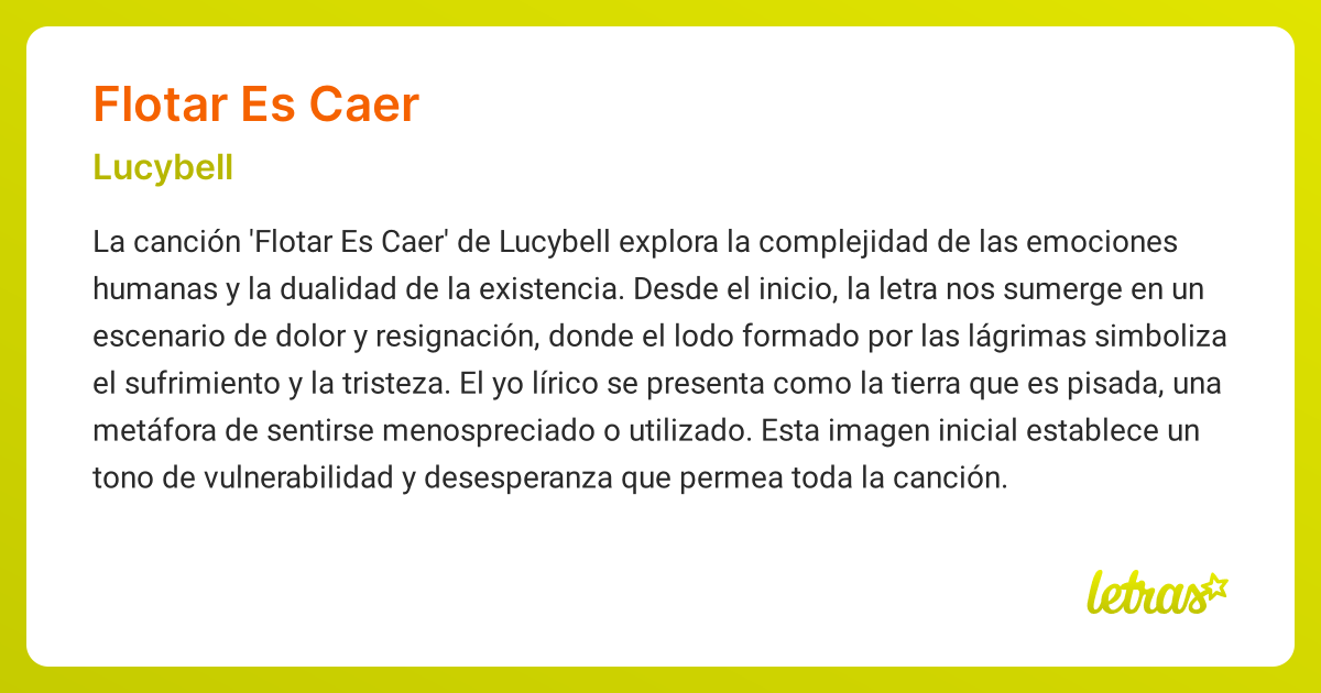 Significado de la canción FLOTAR ES CAER (Lucybell) - LETRAS.COM
