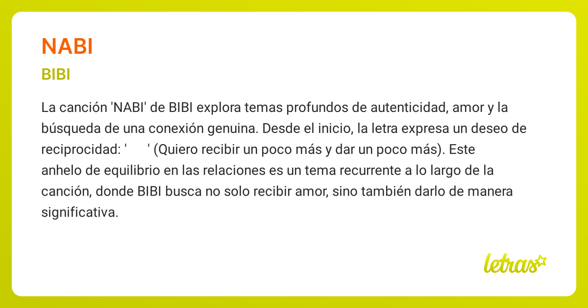 Significado de la canción NABI (BIBI) - LETRAS.COM