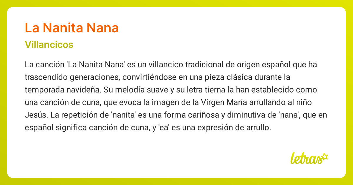 Significado de la canción LA NANITA NANA (Villancicos) - LETRAS.COM