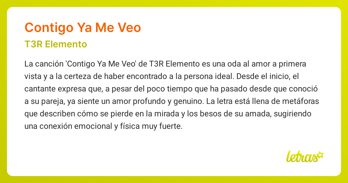 Significado de la canción CONTIGO YA ME VEO (T3R Elemento) - LETRAS.COM