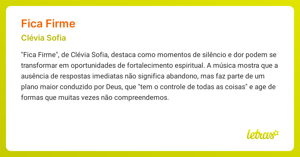 Significado da música FICA FIRME (Clévia Sofia) - LETRAS.MUS.BR