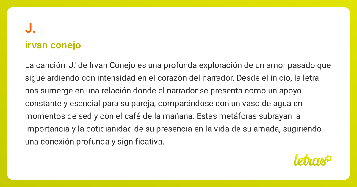 Significado de la canción J. (irvan conejo) - LETRAS.COM