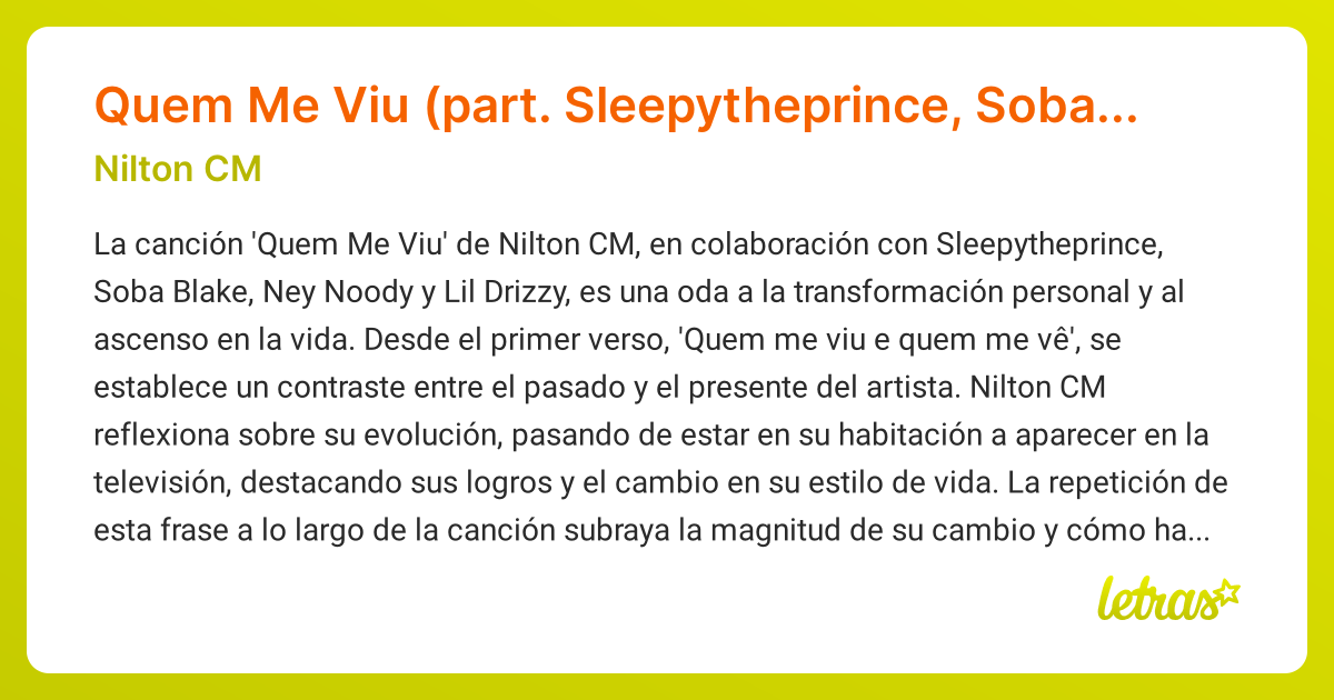 Significado de la canción Quem Me Viu (part. Sleepytheprince, Soba ...