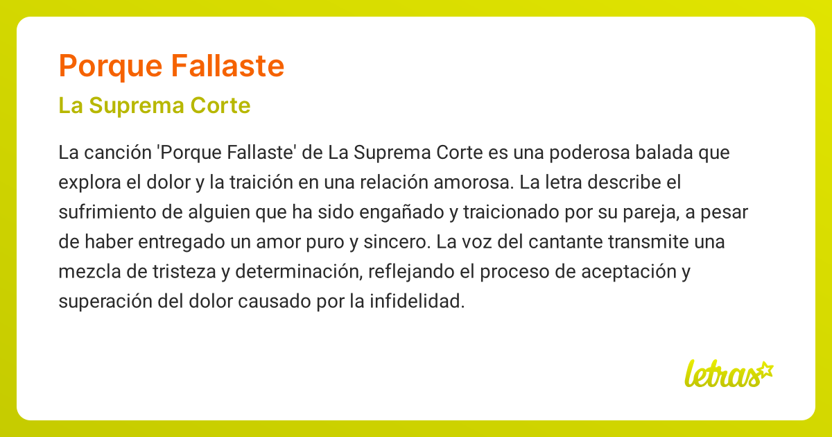 Significado de la canción PORQUE FALLASTE (La Suprema Corte) - LETRAS.COM