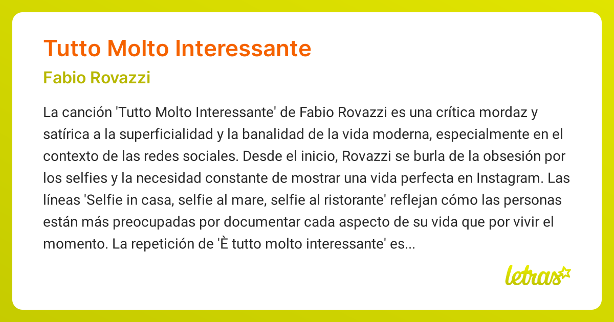 Significado de la canción TUTTO MOLTO INTERESSANTE (Fabio Rovazzi ...