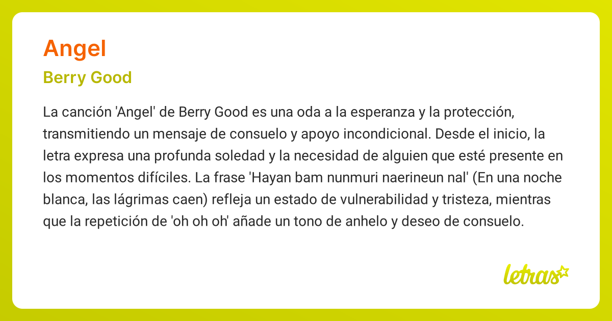 Significado de la canción ANGEL (Berry Good) - LETRAS.COM