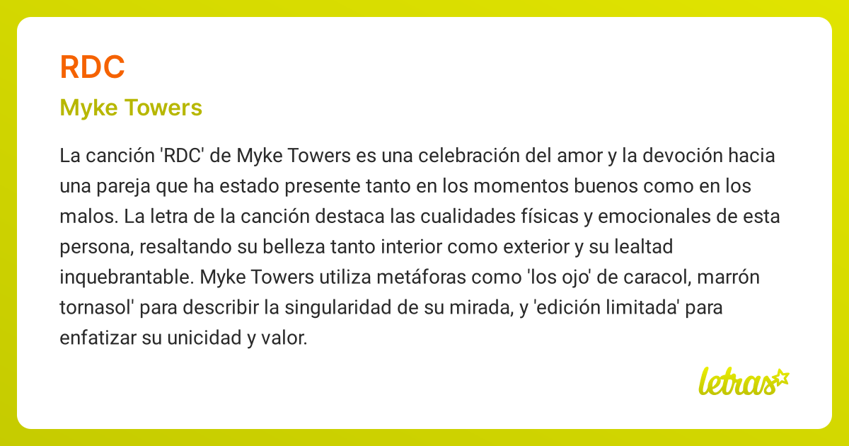 Significado de la canción RDC (Myke Towers) - LETRAS.COM