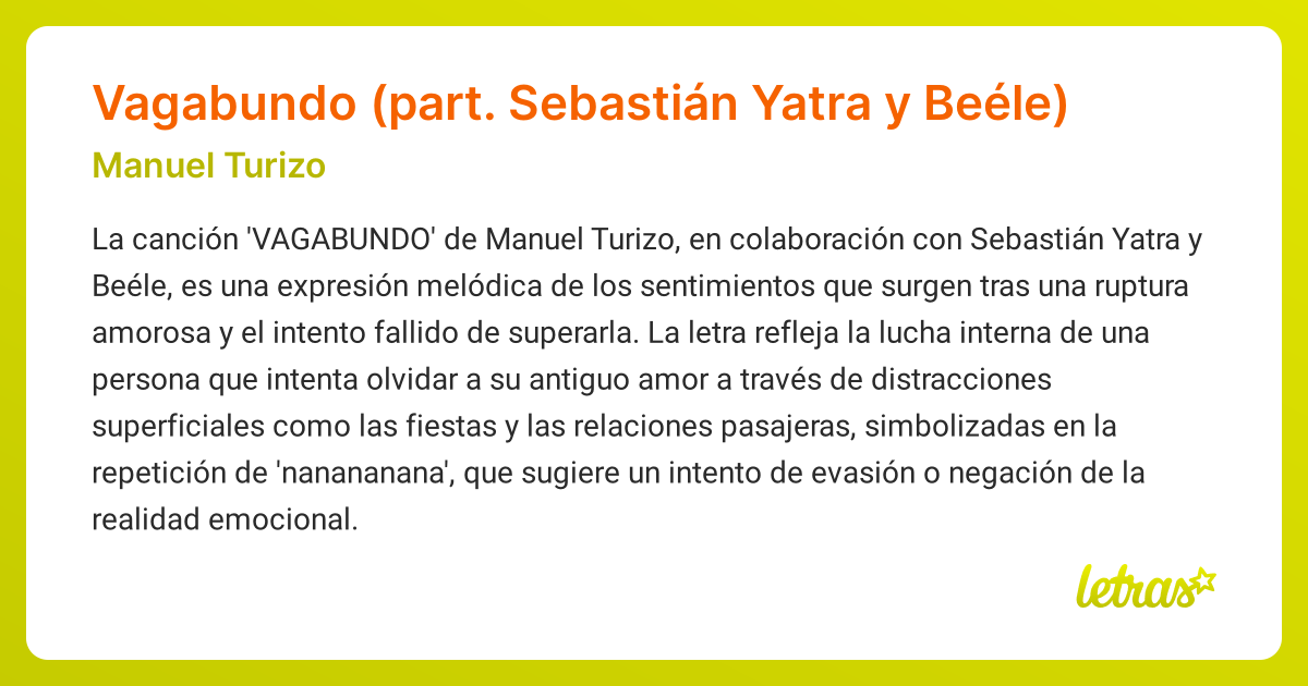 Significado de la canción Vagabundo (part. Sebastián Yatra y Beéle ...
