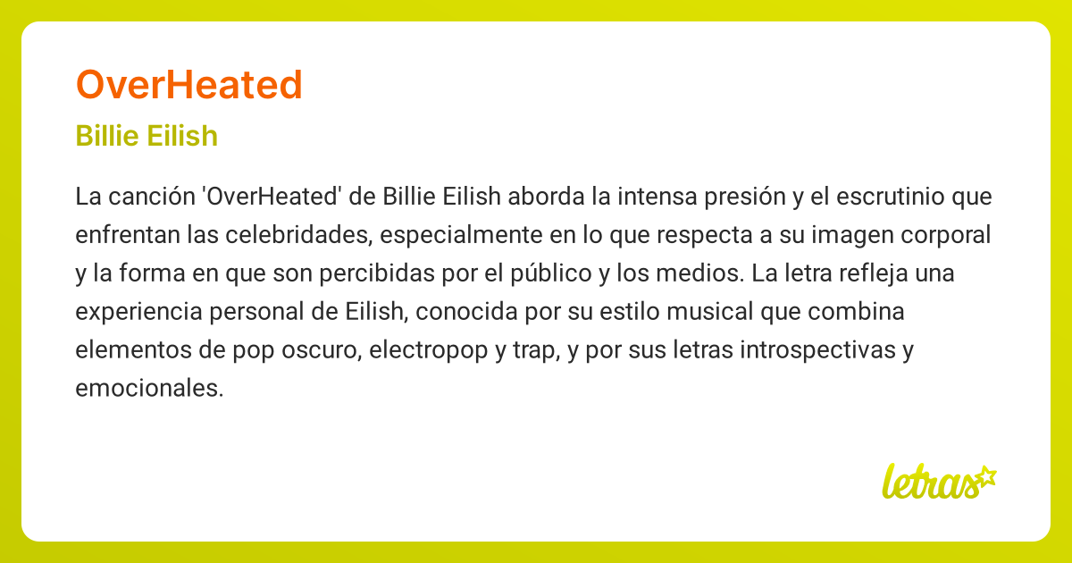 Significado de la canción OVERHEATED (Billie Eilish) - LETRAS.COM