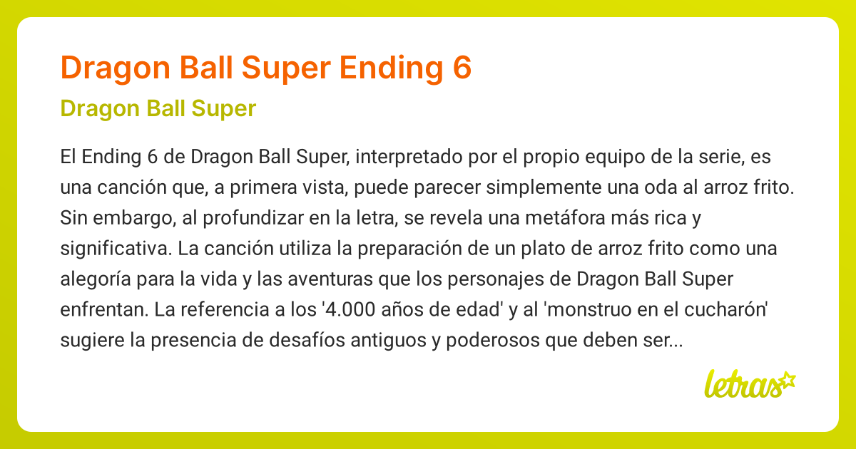 Significado de la canción DRAGON BALL SUPER ENDING 6 (Dragon Ball Super ...