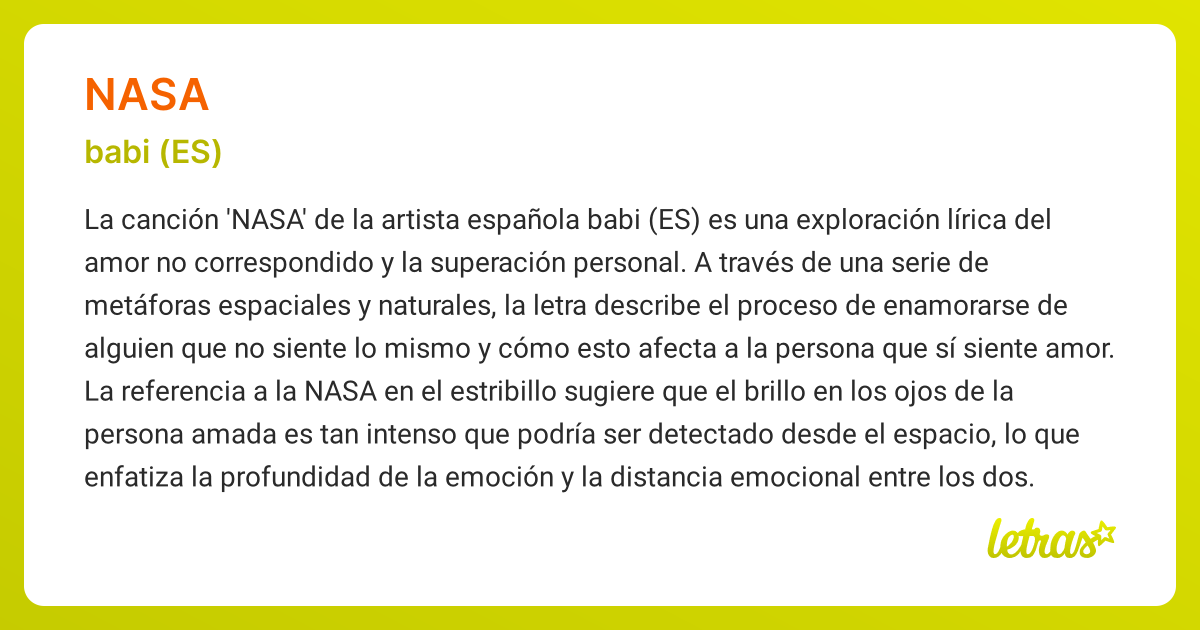 Significado de la canción NASA (babi (ES)) - LETRAS.COM