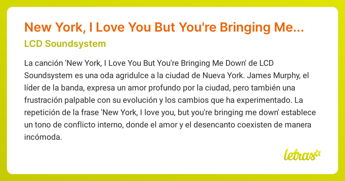Significado de la canción New York, I Love You But You're Bringing Me ...