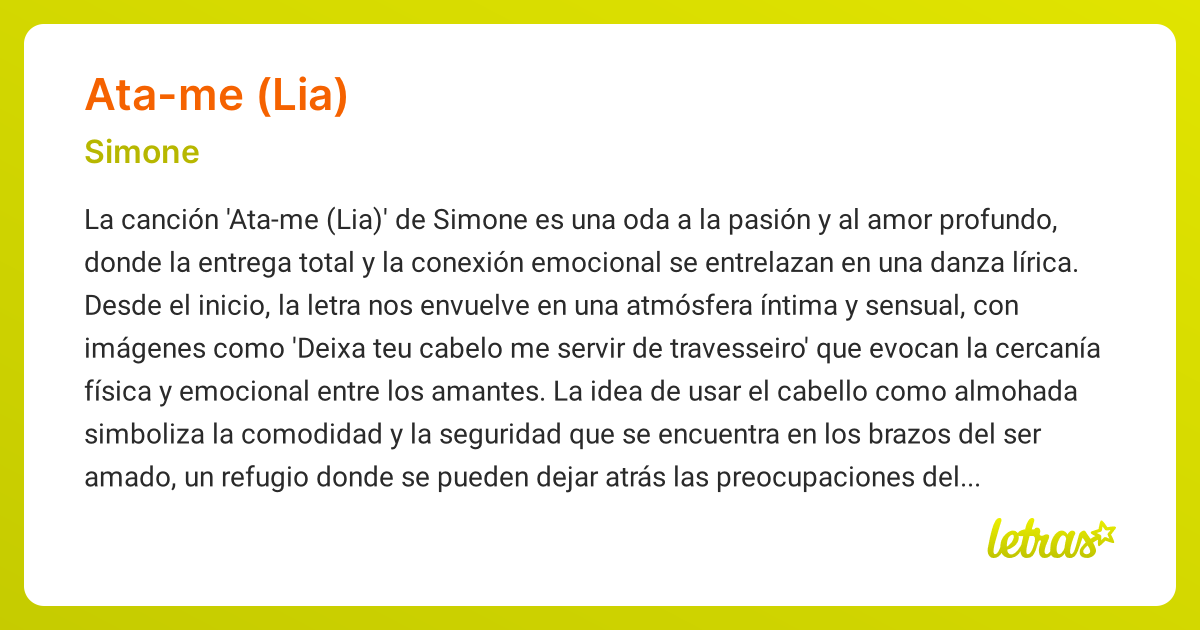 Significado de la canción ATA-ME (LIA) (Simone) - LETRAS.COM