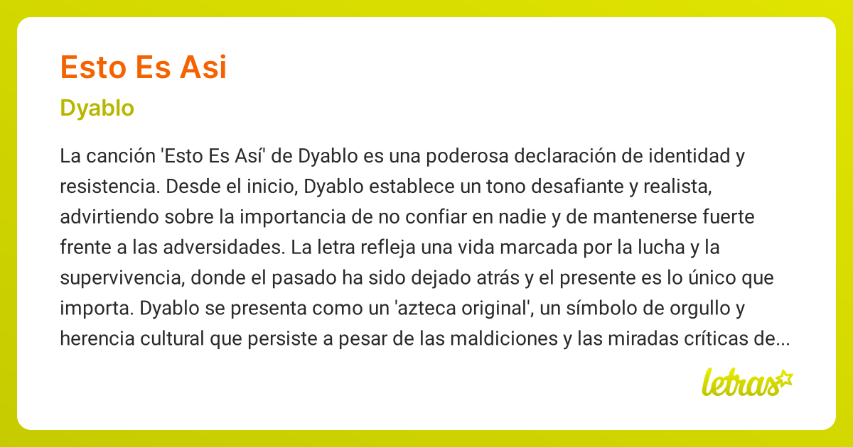 Significado de la canción ESTO ES ASI (Dyablo) - LETRAS.COM