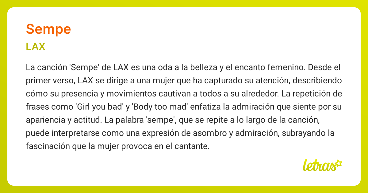 Significado de la canción SEMPE (LAX) - LETRAS.COM